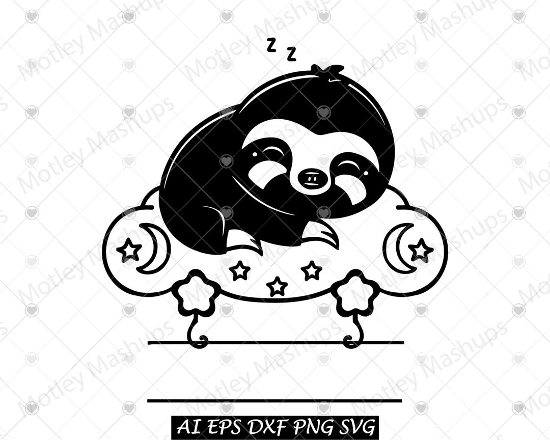 Baby Sloth Monogram SVG Nursery Name Frame Cute Baby Boy or Girl PNG ...