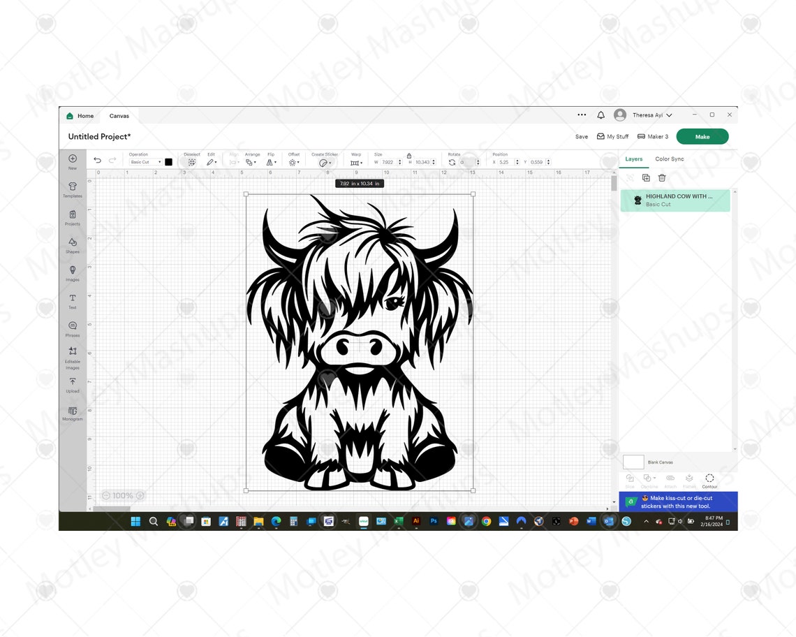 Cute Sassy Highland Cow Svg, Sitting Highland Cow Svg Png, Highland Cow ...