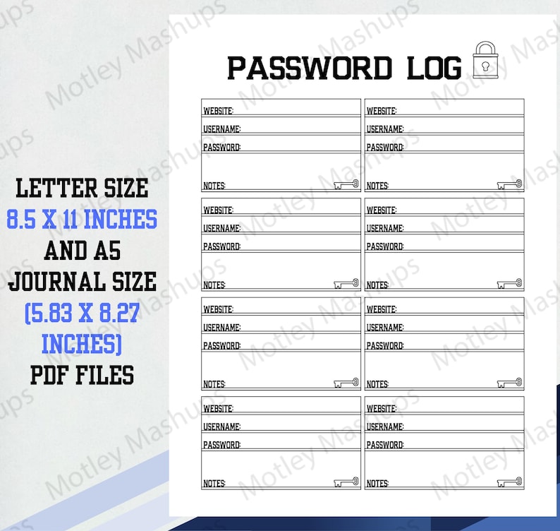 Password Log, Password Tracker, Password Template, Printable Password ...