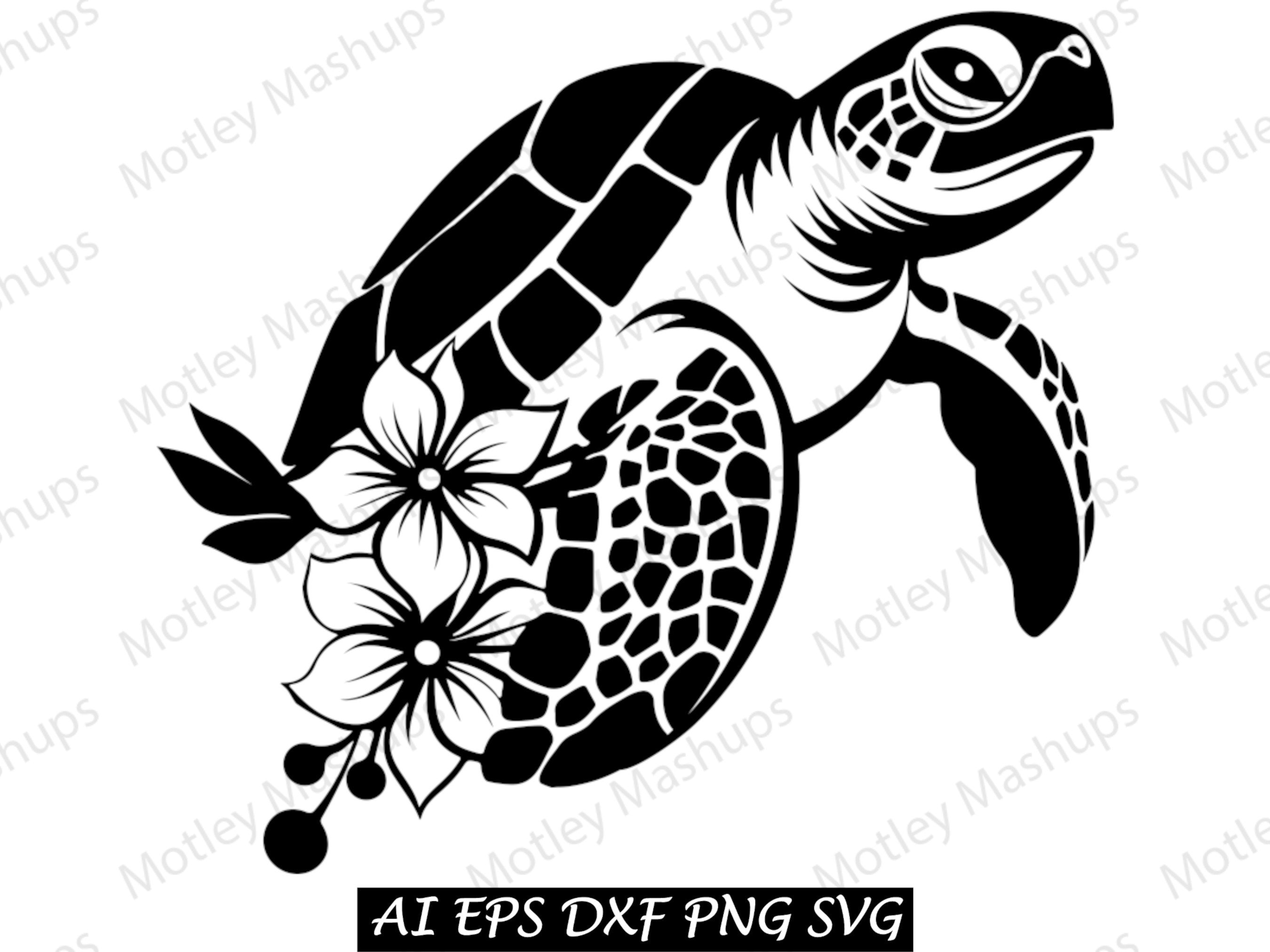 Turtle With Flowers Svg Turtle Svg Dxf Turtle Clipart Turtle Cricut Cut File Turtle Shirt