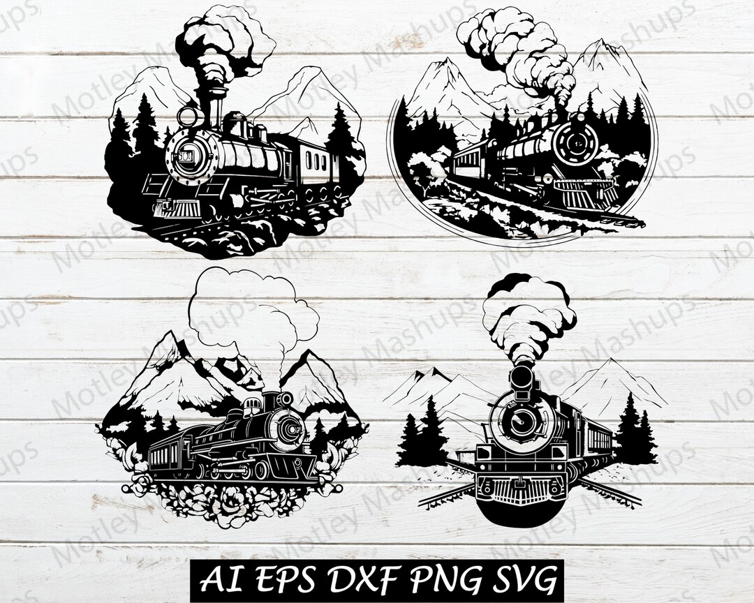 TRAIN in Mountains SVG, Train Clipart, Train Svg for Cricut Locomotive ...