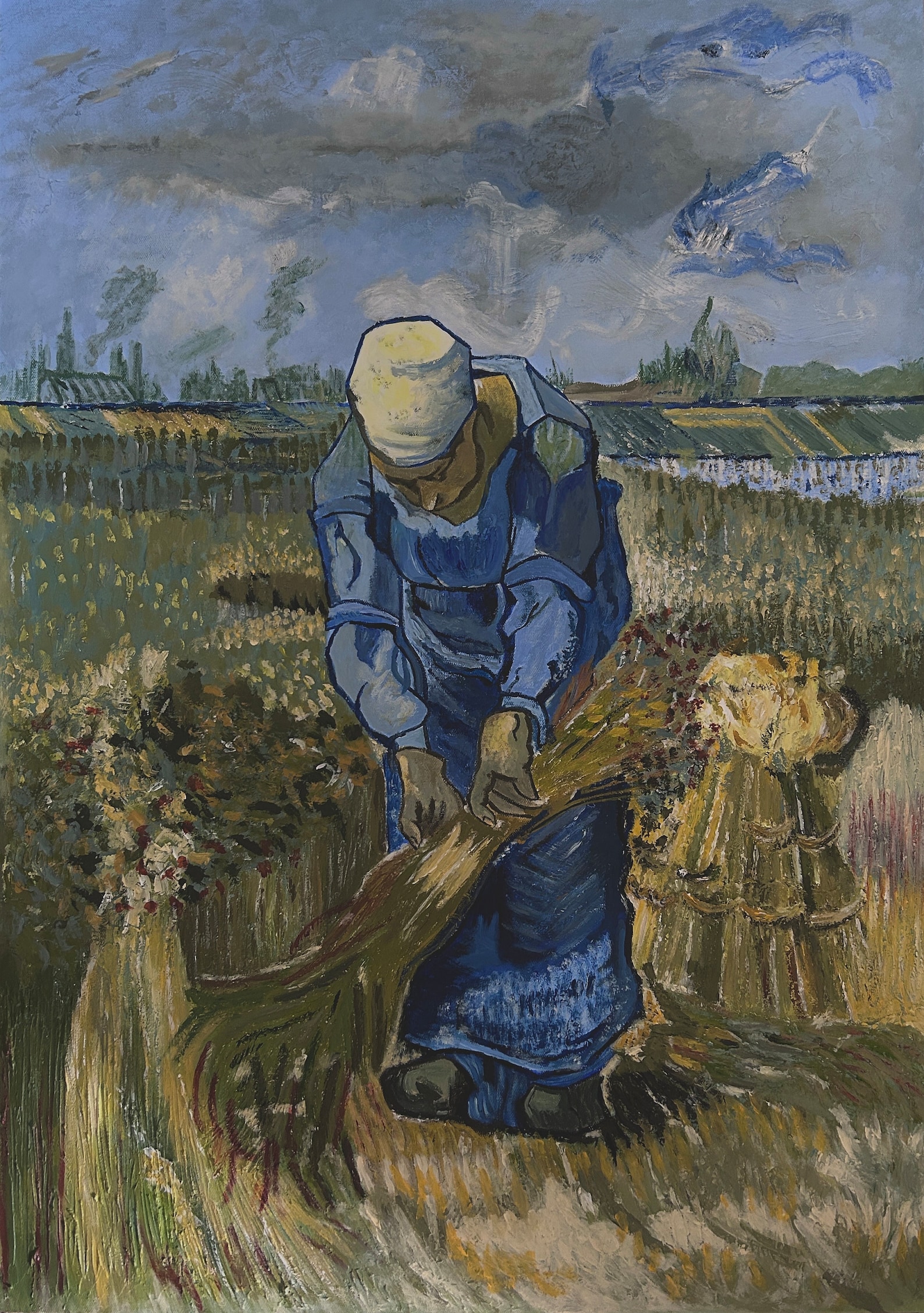 Van Gogh peasant Woman Binding Sheaves 1889 after Millet Post ...
