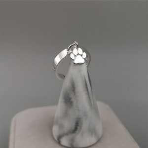 Custom Paw Dangle Ring Silver Paw Dangle Ring Paw Print Rings Kitty Paw ...