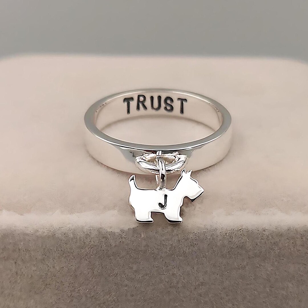 Schnauzer Dangle Ring Sterling Silver • Miniature Schnauzer Jewelry ...