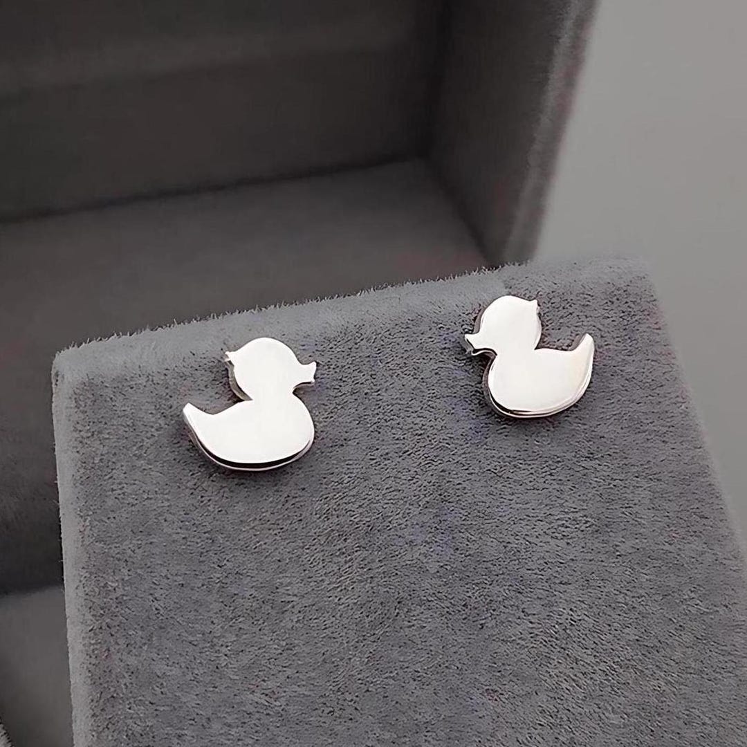 Baby Rubber Duck Earrings Sterling Silver, Gold • Free Engraving ...
