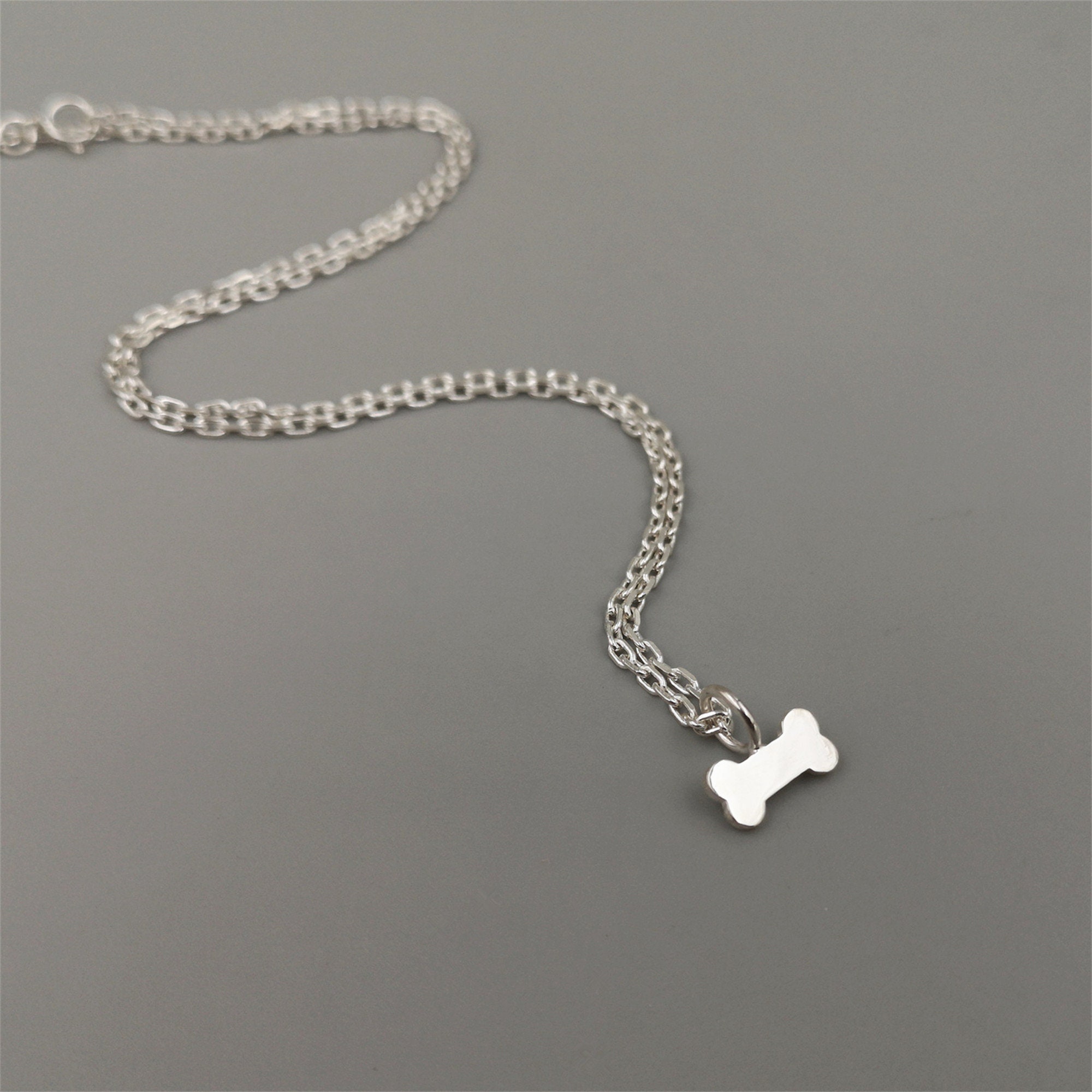 Initial Paw Necklace and Custom Name Dog Bone Necklace Silver Dog Bone ...