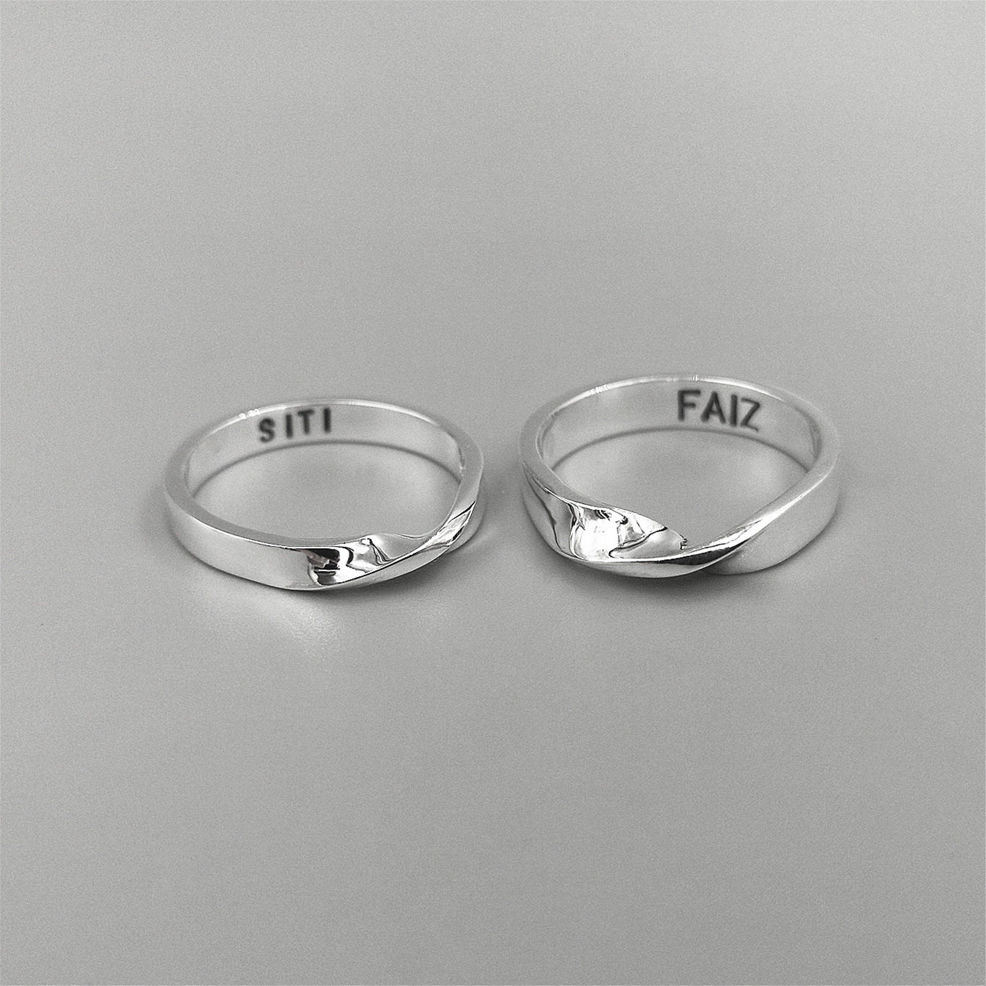 Mobius Ring Sterling Silver • Free Engraving • Sleek or Satin Surface ...