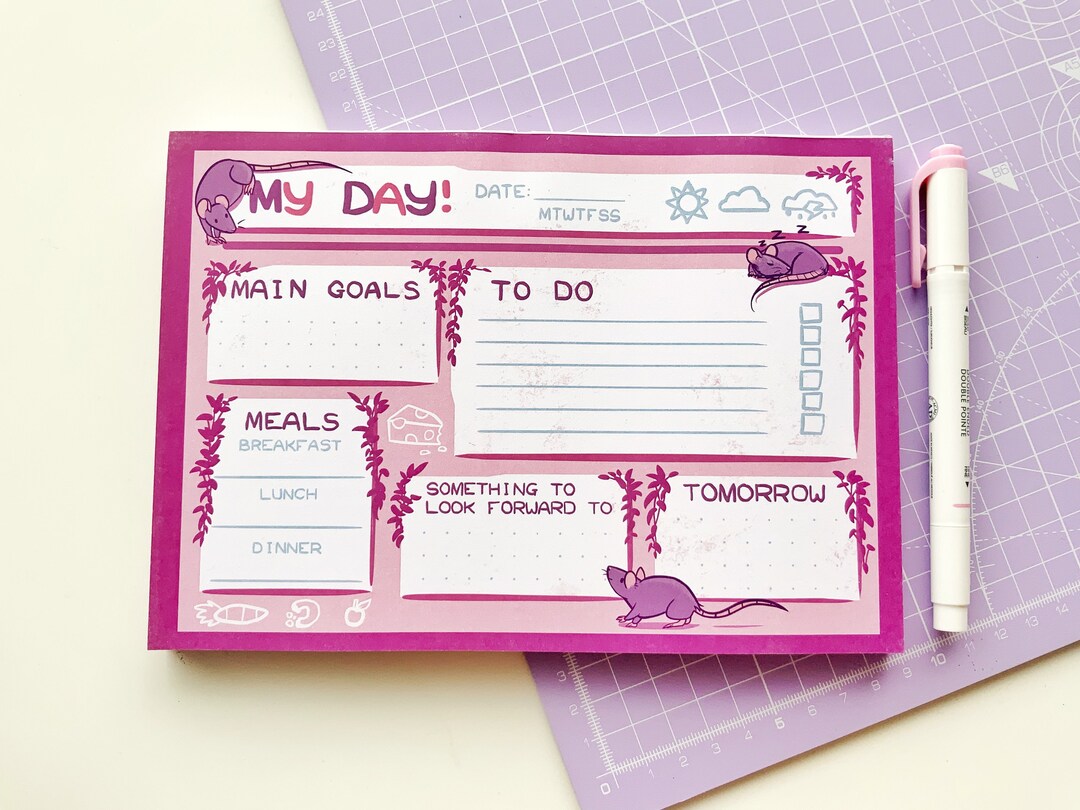 A5 Daily Planner Notepad | Cute Rat Organisation | to Do | Pet Ratty ...