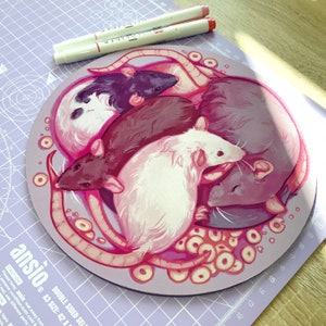 Mouse Pad - Rat Cuddle Puddle - Computer Mat - Desktop Mousepad - Desk ...