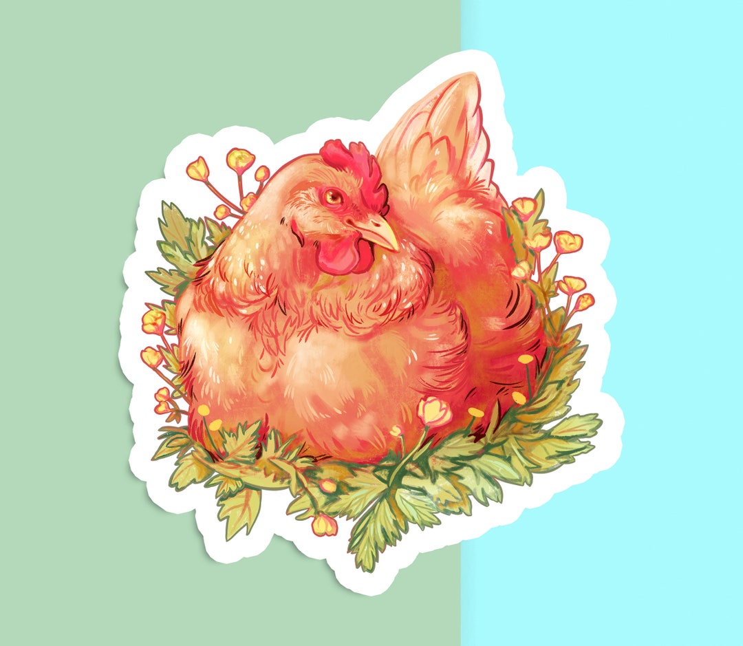 Handcut Vinyl Sticker Nesting Hen Matte White Decorative Decal Bird ...