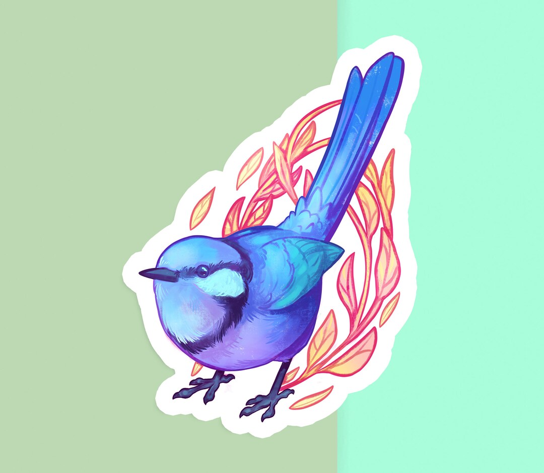 Handcut Splendid Fairywren Sticker: Matte White Vinyl Decal - Etsy