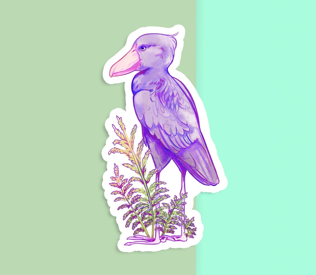 Handcut Shoebill Stork Sticker: Matte White Vinyl Decal - Etsy