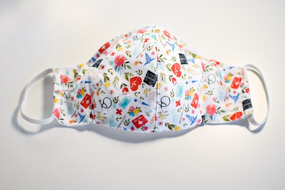 White Washable Face Mask Cotton Face Mask Nurse Face Mask | Etsy