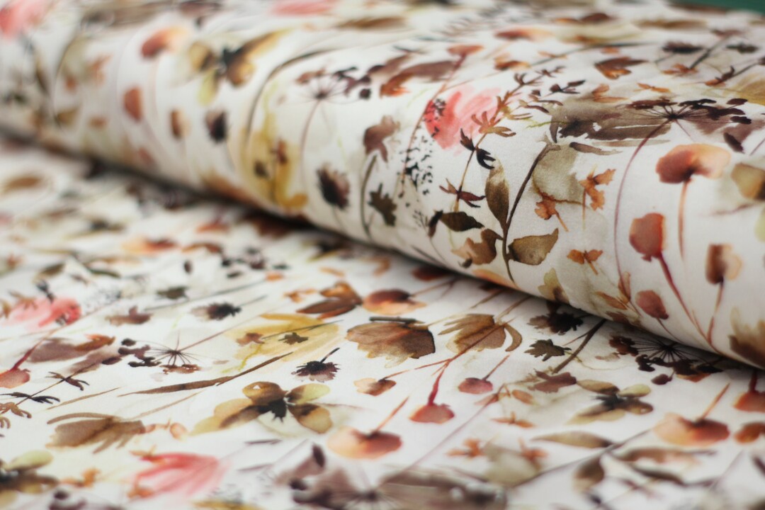 Interlock Flower Meadow Butterflies Watercolor Brown Pattern Girls ...