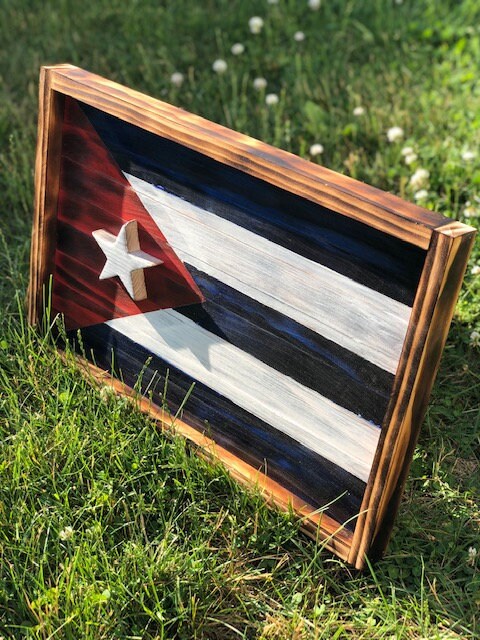 3D Charred & Stained - Rustic - Wall Art- Home Decor - Cuban Flag ...