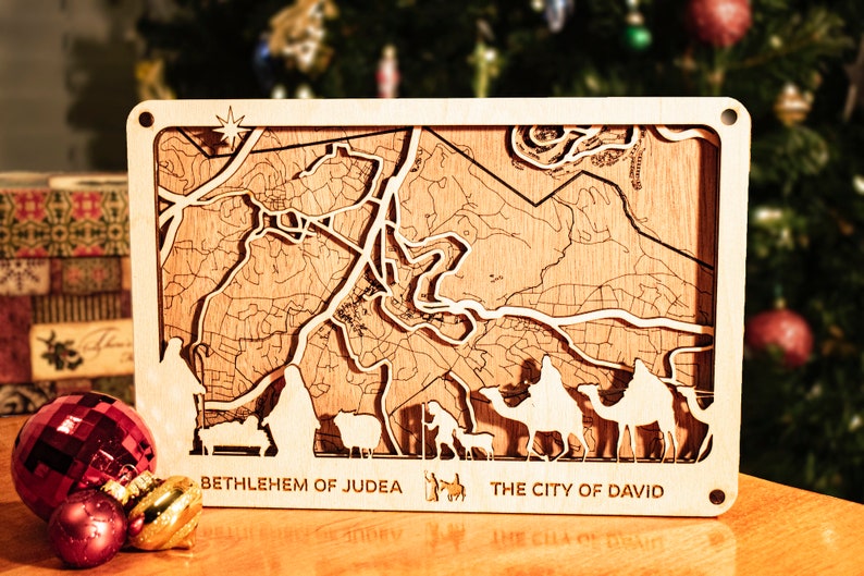 Nativity Scene with Geographic Map of Bethlehem Jesus | Etsy