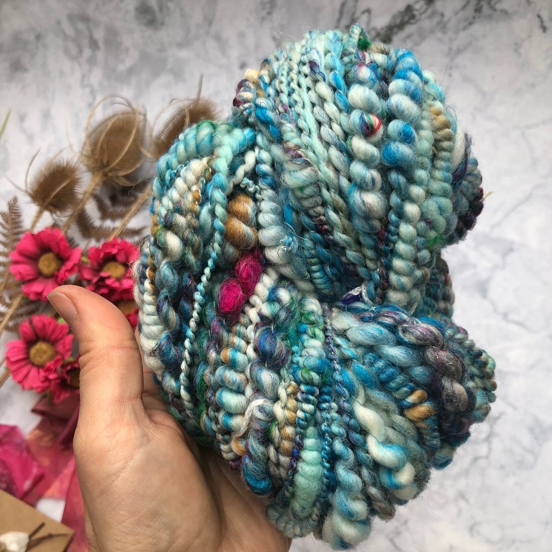 Chunky Art Yarn, Spiral Plied Hand Spun Wool Yarn for Knitting and ...