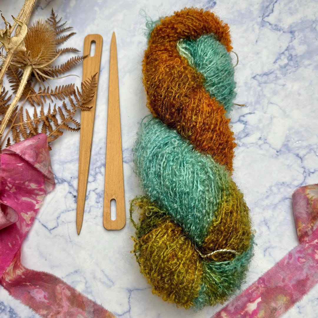 Hand Dyed Boucle Mohair Yarn Bundle. Loopy Angora Goat Soft Funky ...