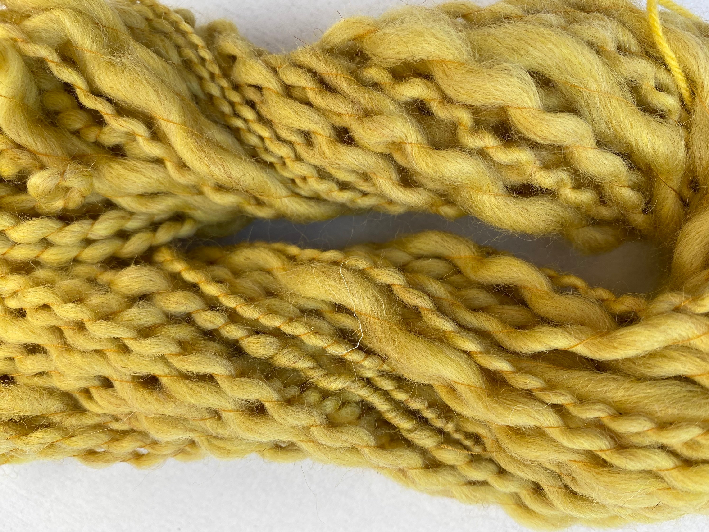 30g Yellow Hand Spun Wool Art Chunky Textured Yarn Weaving | Etsy