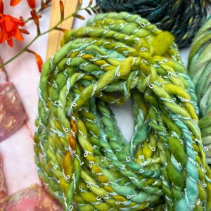 210g Weaving Green Fibre Bundle Pack, Hand Dyed Wool Yarn, Hand Spun ...