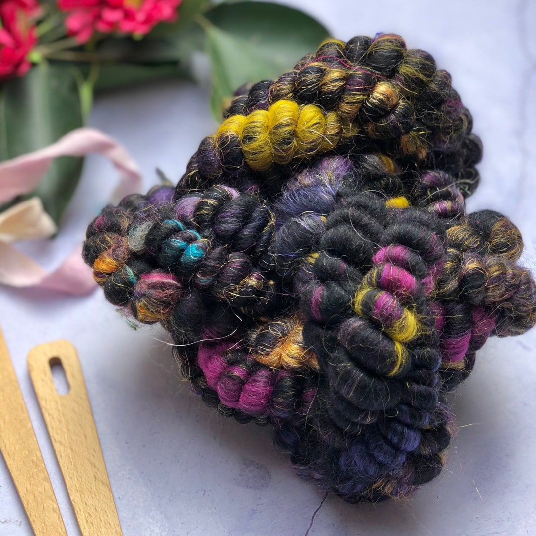 Sparkly Chunky “galaxy” Handspun Wool Yarn. Thick Textured Art Yarn for ...