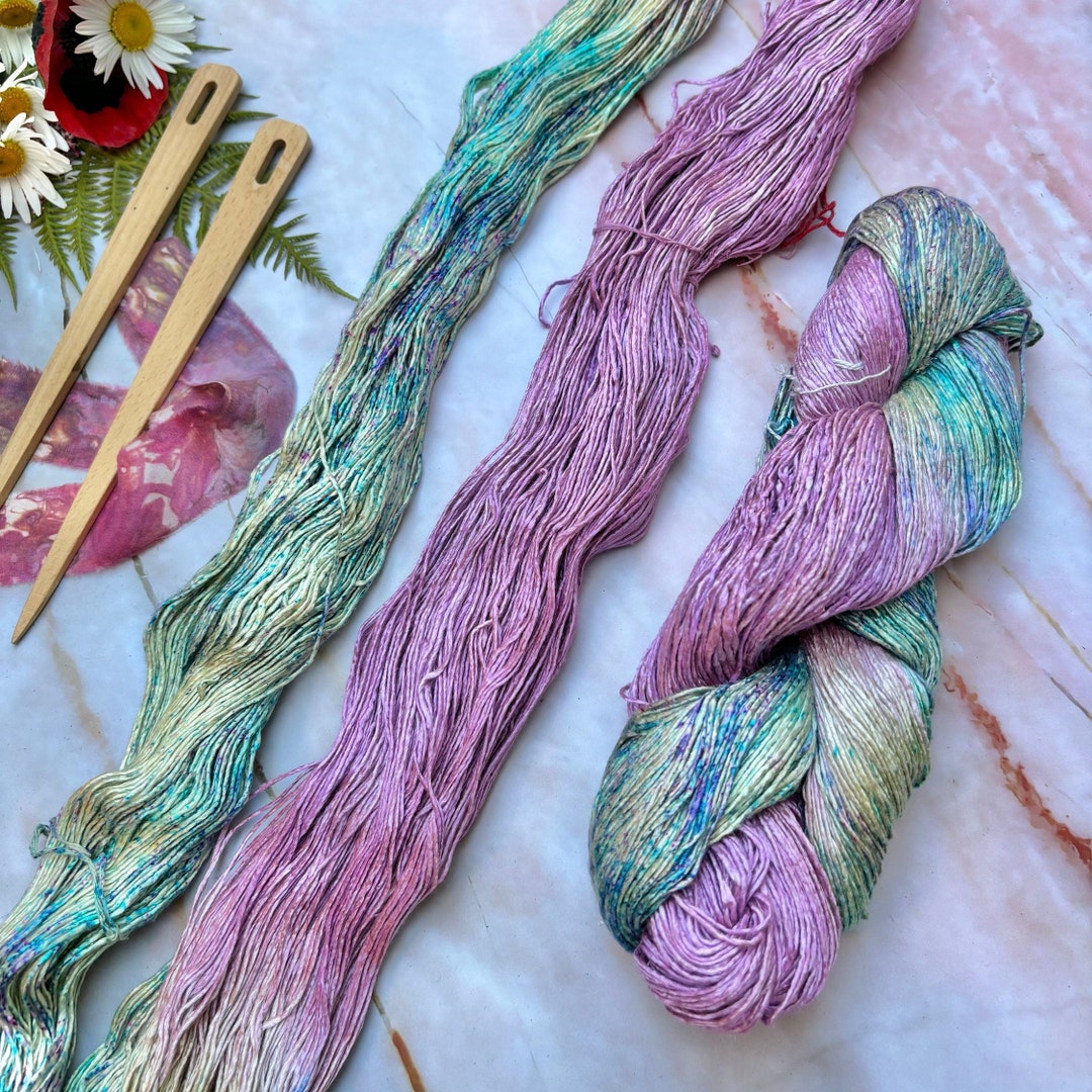 Variegated Silk Yarn, 100% Mulberry Luxury Light DK Silk Yarn, Purple ...