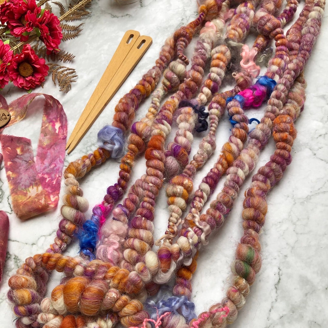 Chunky Handspun Art Yarn, Coiled Handspun Wool Yarn, Bobbled Textured ...