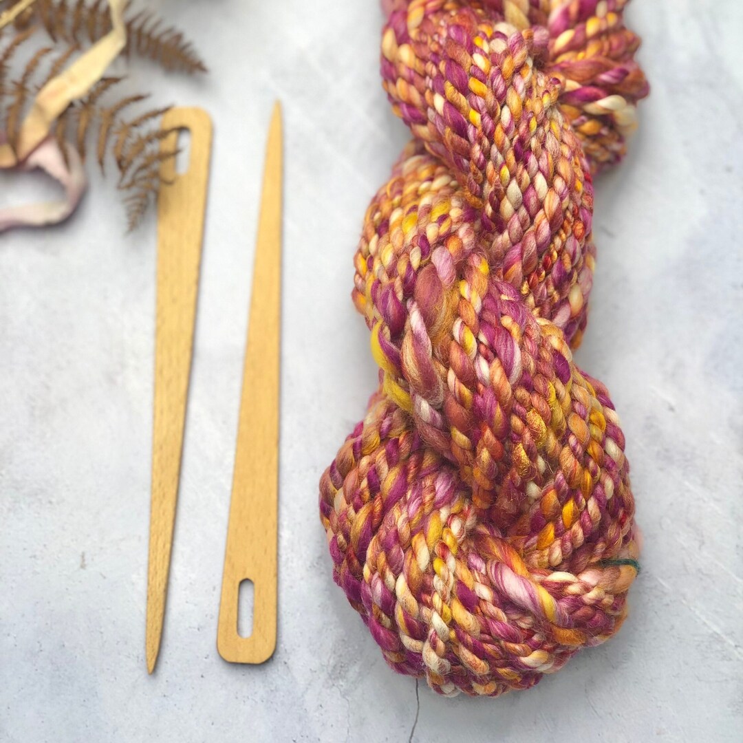 Super Chunky Hand Spun Knitting Weaving Art Yarn, Pink Orange Handspun ...