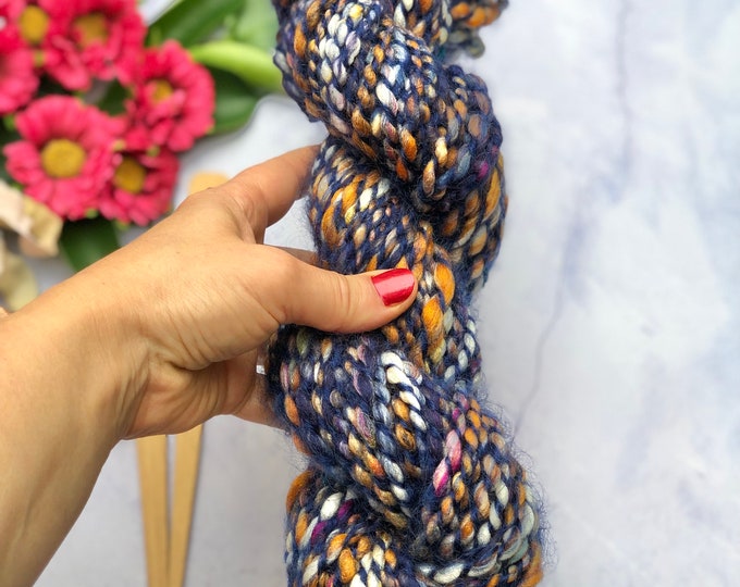 Unique Yarn for Knitting, Fluffy Hand Spun Yarn Wool, Chunky Textured ...