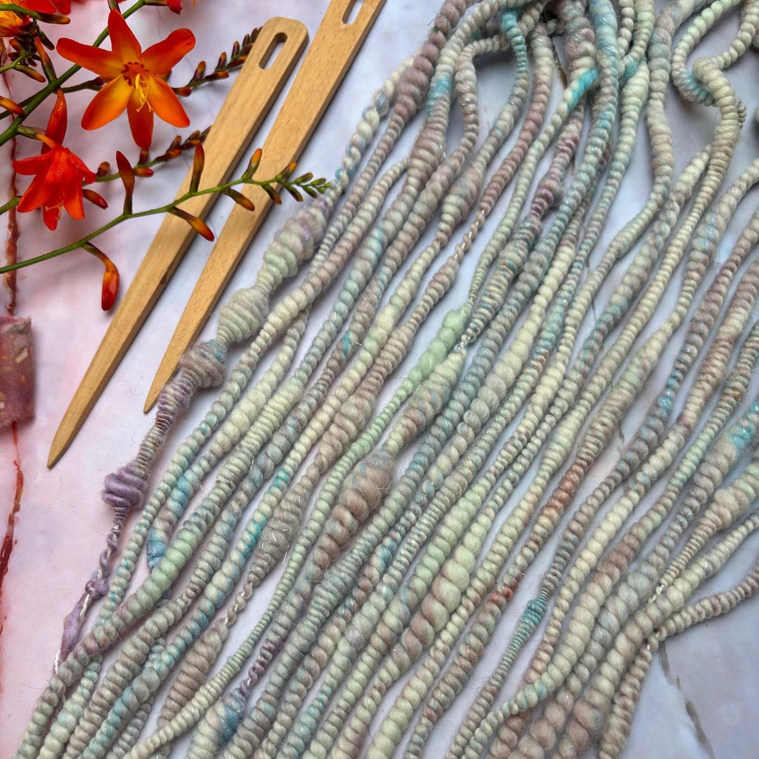 Soft Pastel Chunky Art Yarn, Spiral Hand Spun Wool Yarn for Knitting Weaving, Micro Coils ...