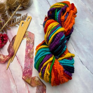 Rainbow Art Yarn, Spiral Hand Spun Wool Yarn for Knitting and Weaving ...