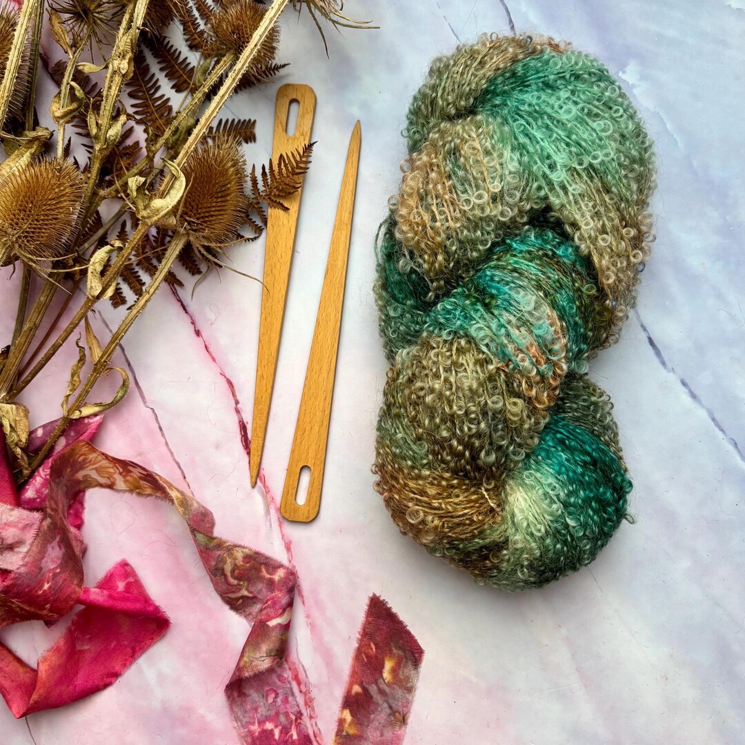 Hand Dyed Boucle Mohair Yarn, Large Loopy Pastel Angora Goat Soft Funky ...