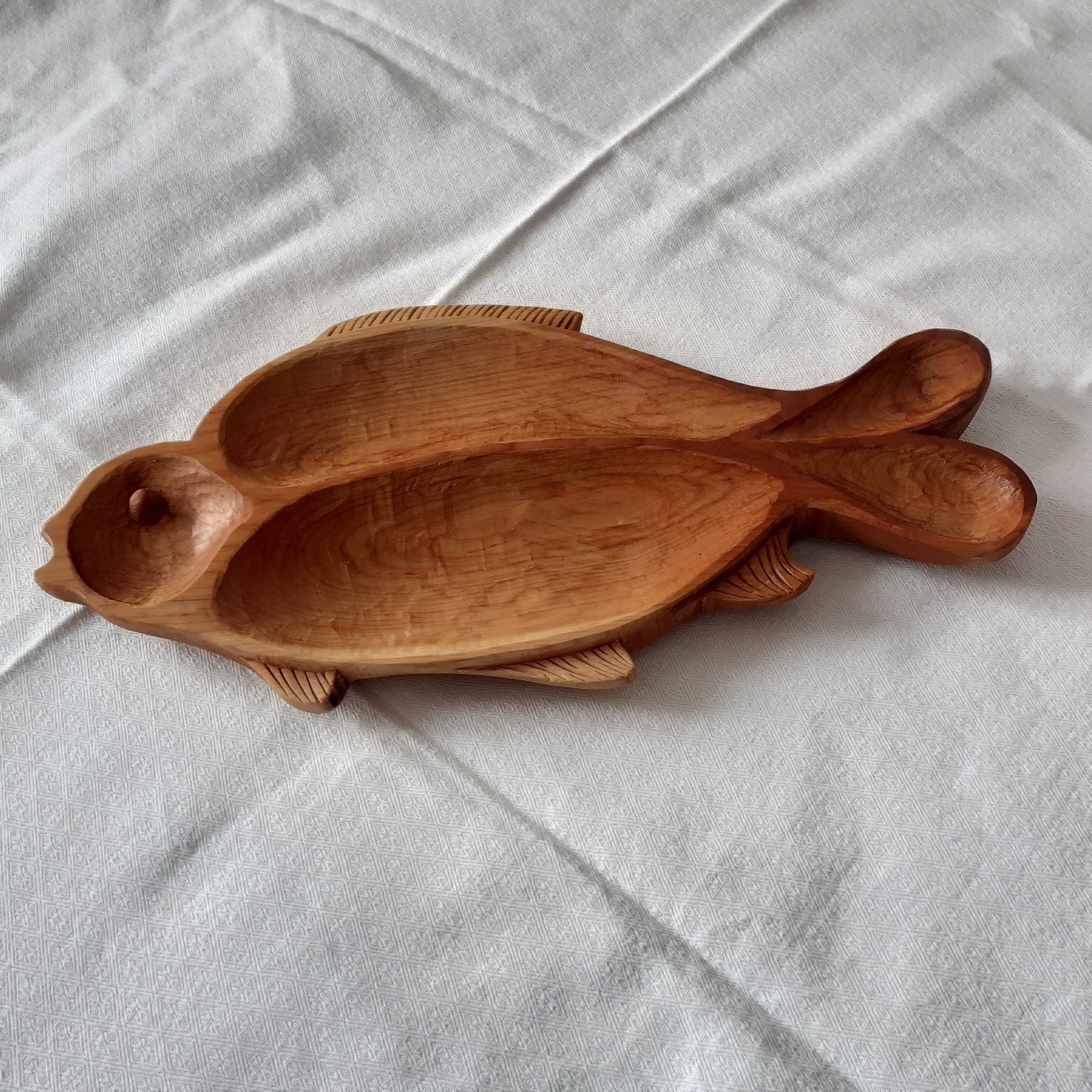 Wooden Plate , Wooden Platter , Serving Bowl , Cherry Wood Dish , Fish ...