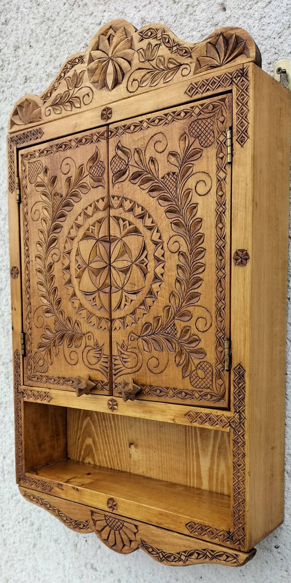 Carved Keyholder, Solid Lime Wood Key Box, Family Anniversary Gift ...