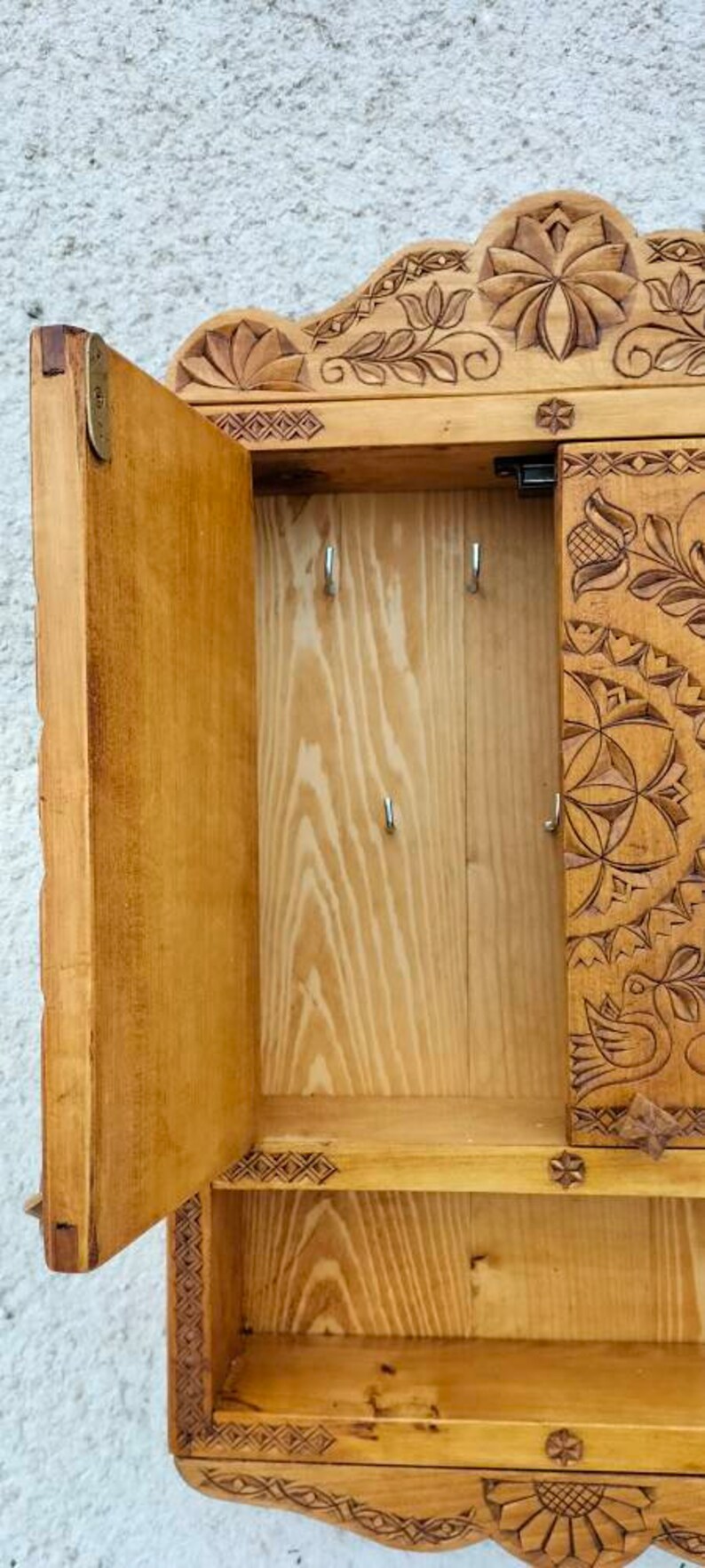 Carved Keyholder, Solid Lime Wood Key Box, Family Anniversary Gift ...