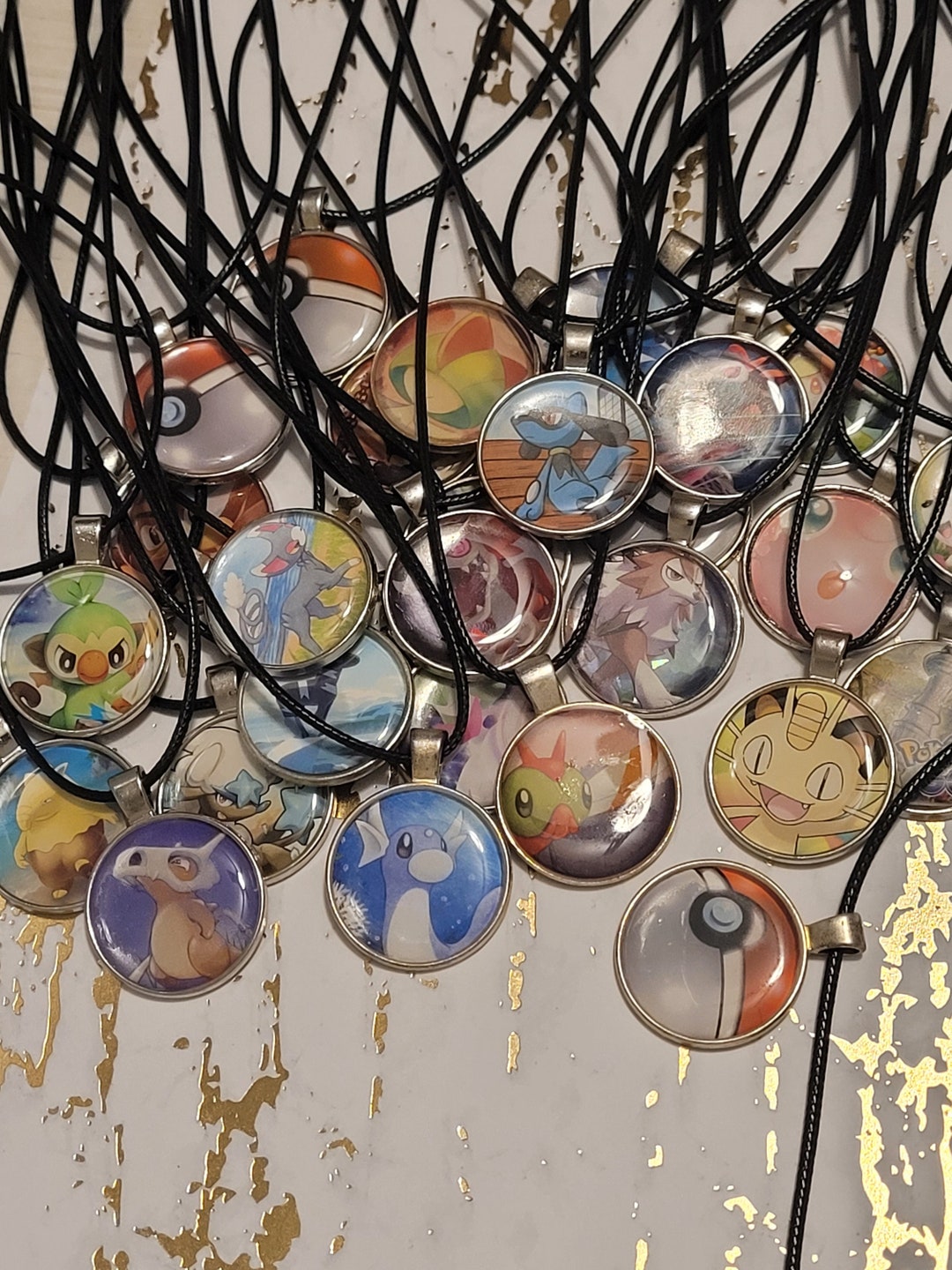 Pokemon Card Pendant Meowth Lycanroc Dratini Joltik and More Necklace ...