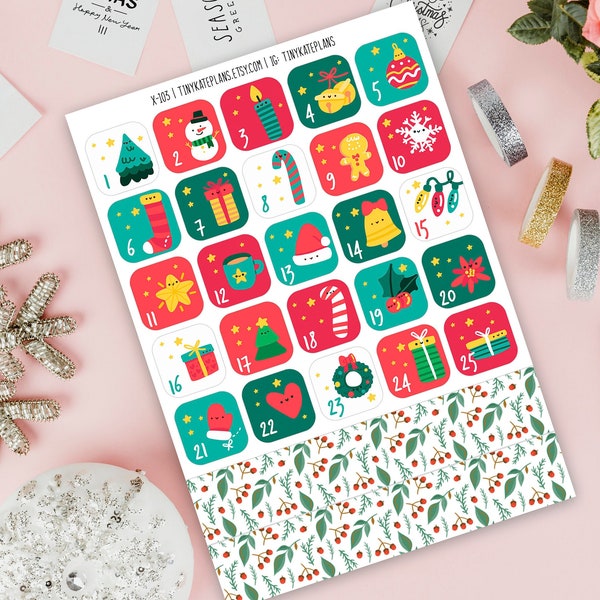 Christmas Countdown Stickers - Etsy