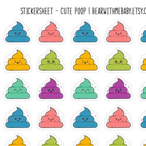 77 Cute Colorful Kawaii Poop Planner Stickers Tiny Poop - Etsy