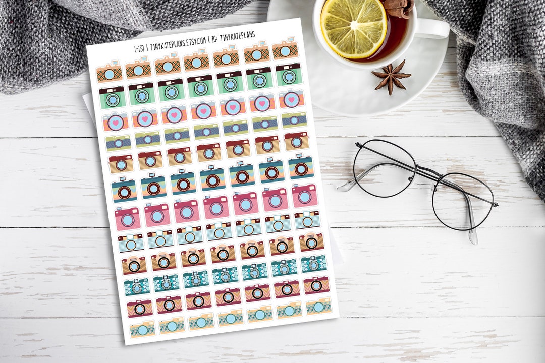 84 Vintage Camera Planner Stickers, Photo Camera Planner Stickers ...
