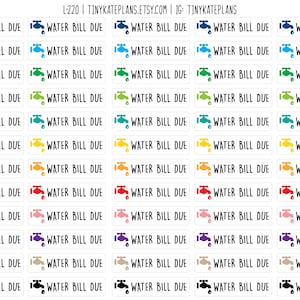60 Water Bill Reminder Planner Stickers, Happy Planner Bill Payment Stickers, Bullet Journal ...