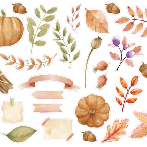 Autumn / Fall Watercolor Planner Stickers - Etsy
