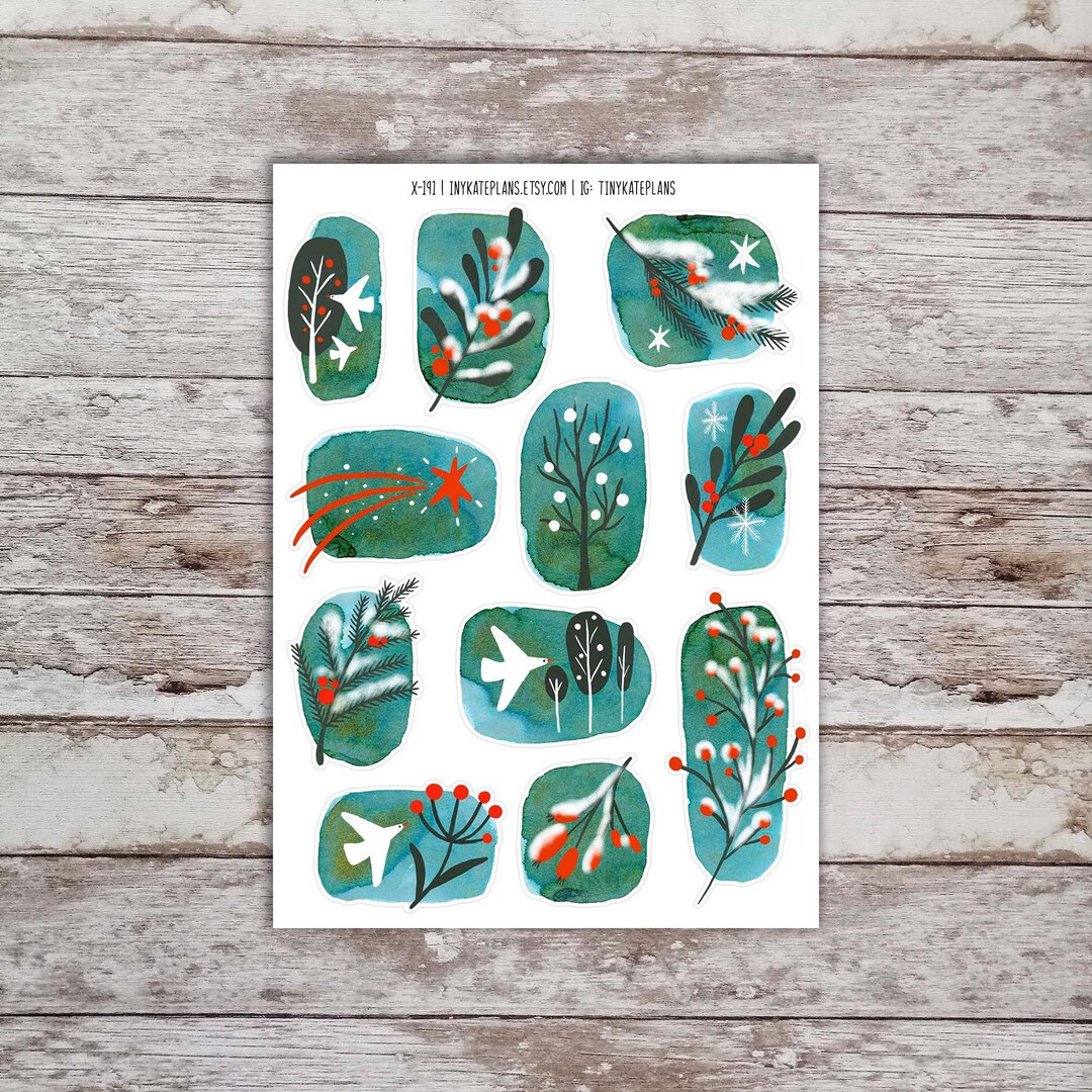 Jolly Ink Blob Planner Stickers, Christmas Element Stickers, Cozy ...
