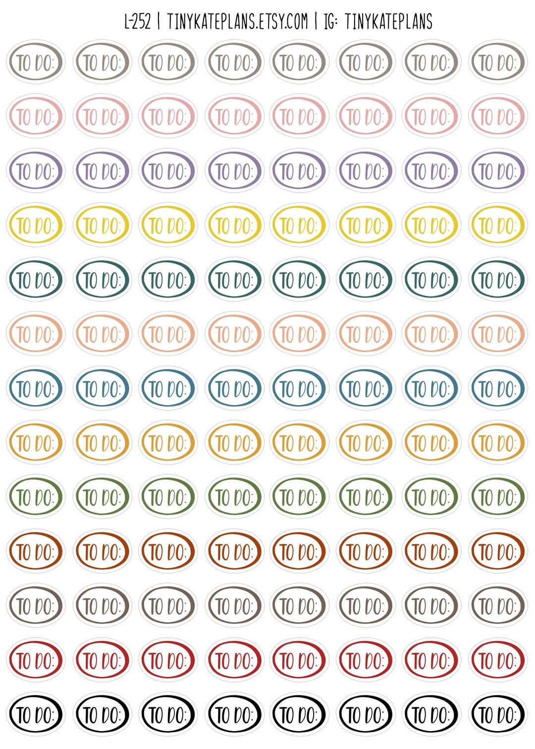 104 TO DO in Oval Planner Stickers, Colorful to Do Stickers, to Do ...