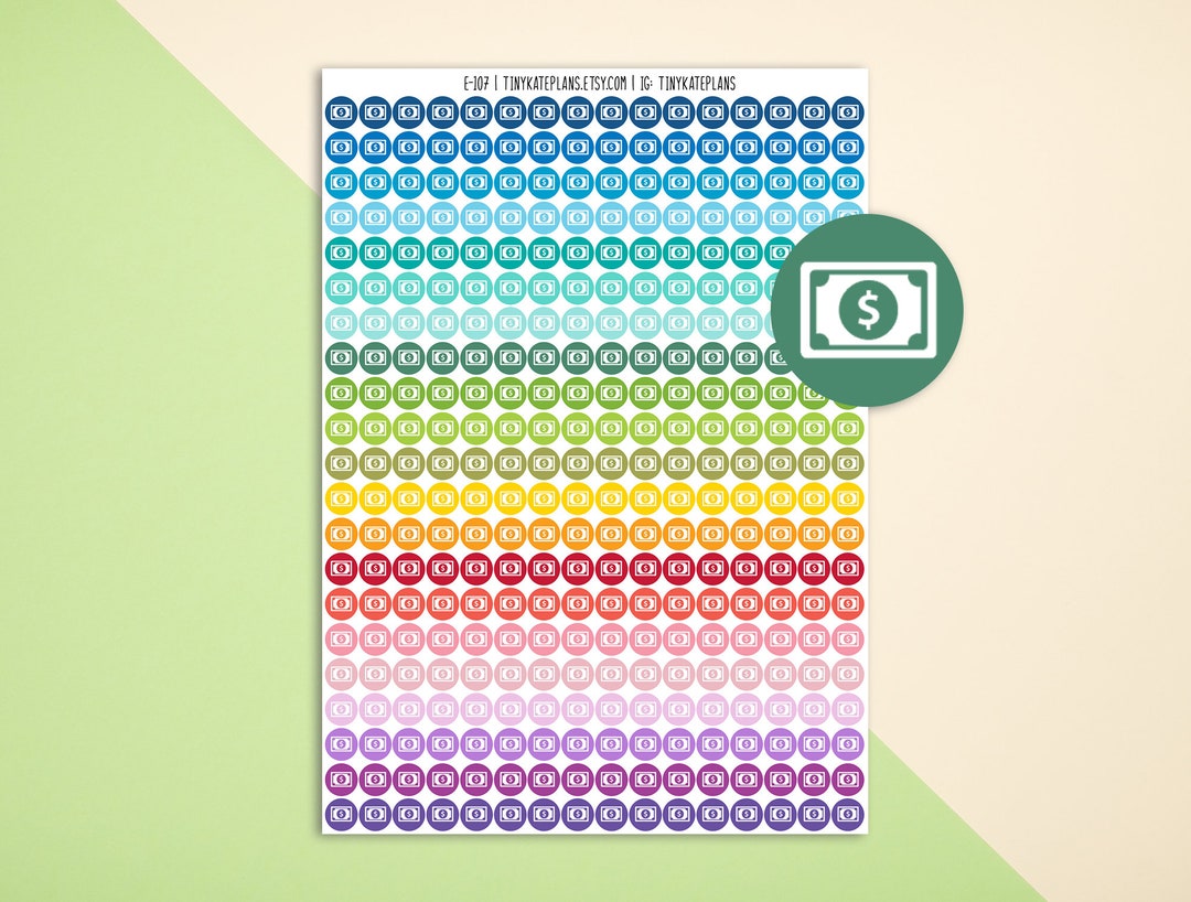 Tiny Dollar Dot Planner Stickers, Colorful Mini Dot Money Planner ...
