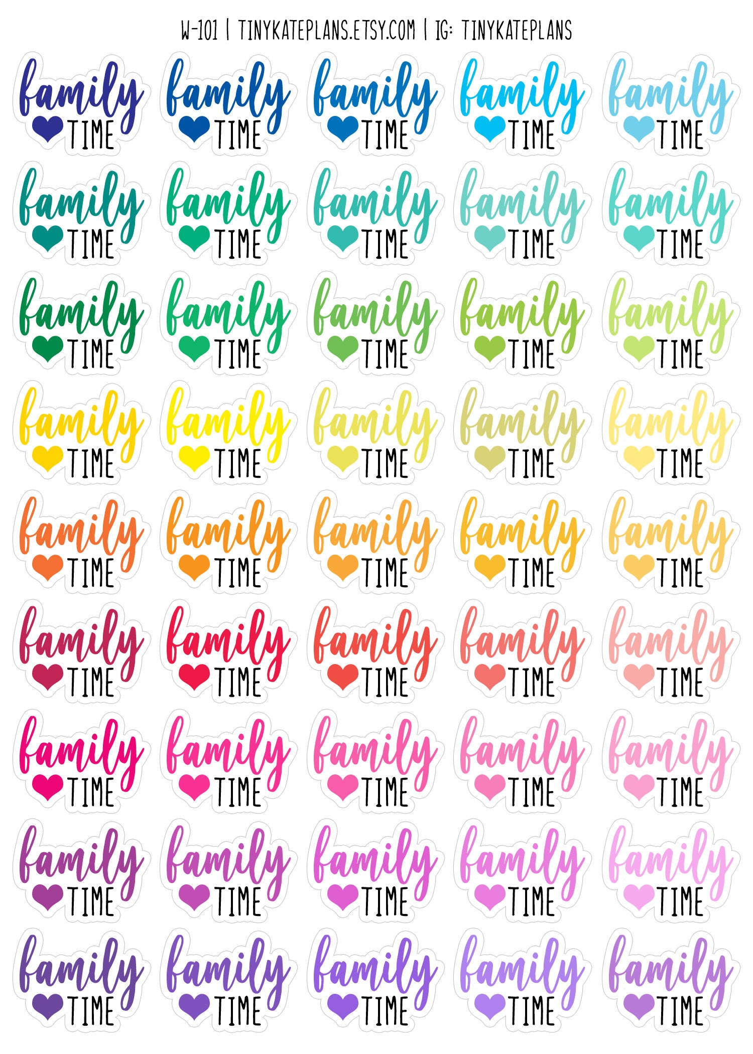45 Family Time Planner Stickers Tiny Script Planner Stickers - Etsy