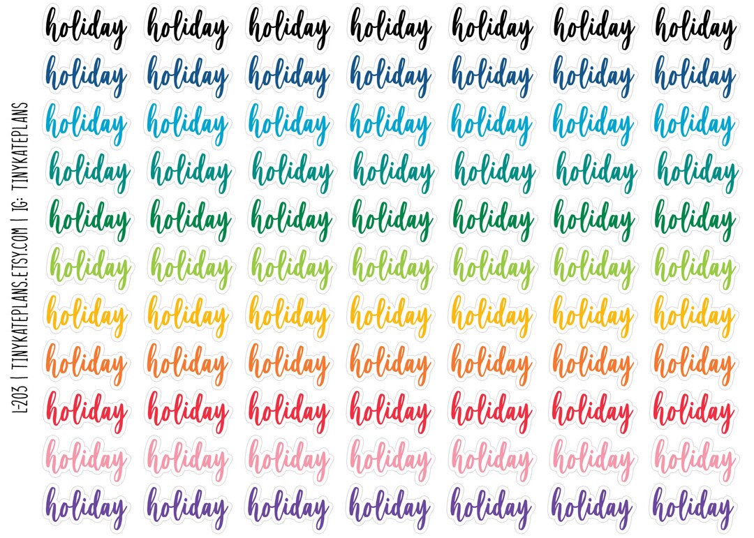 77 Holiday Script Planner Stickers, Day off EC Life Planner Stickers ...