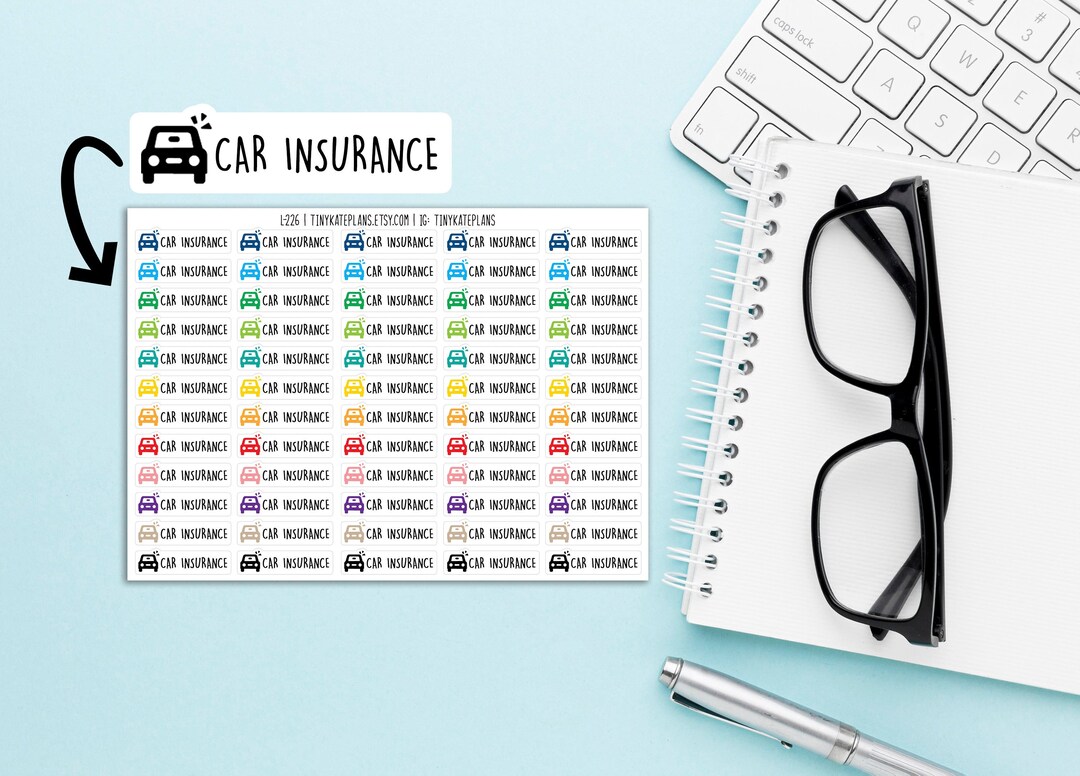 60 Car Insurance Payment Reminder Planner Stickers, Happy Planner Bill ...