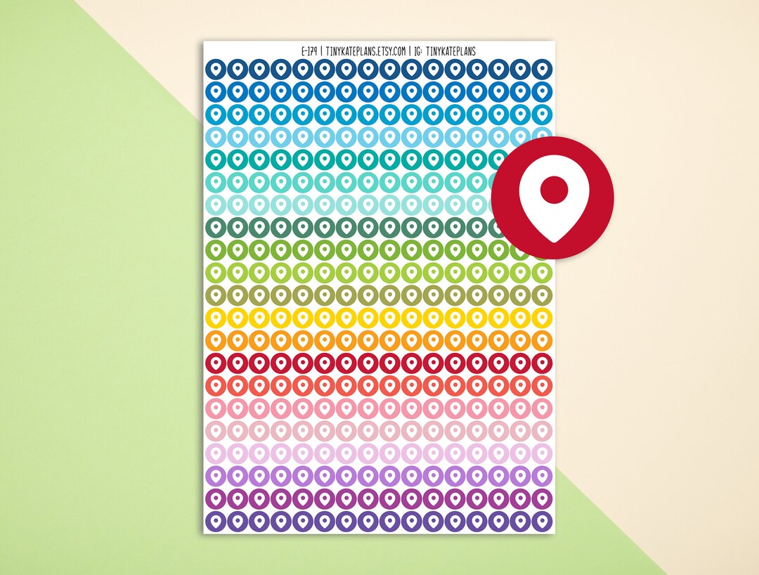 Tiny Location Dot Planner Stickers, Colorful Travel Dot Planner ...