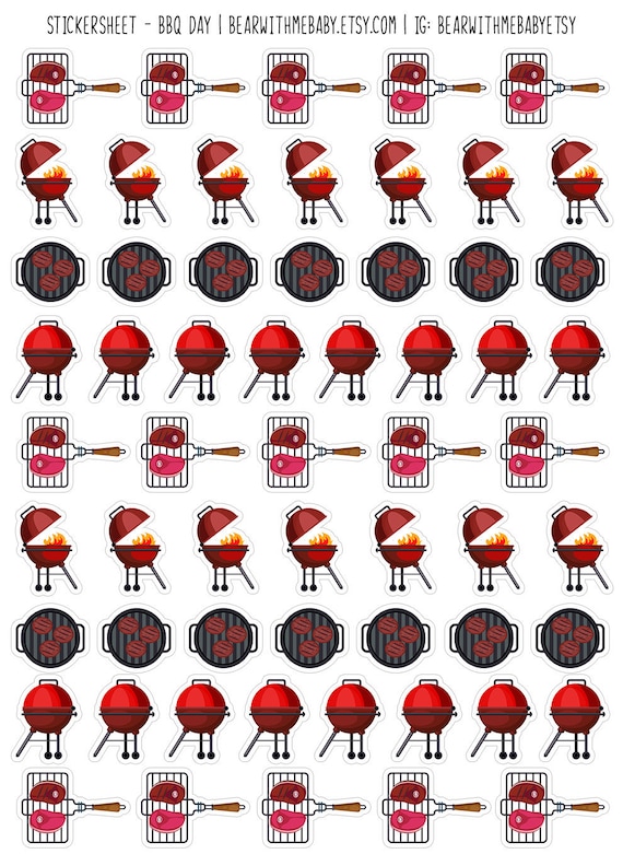 59 Tiny BBQ Planner Stickers Grilling Planner Sticker BBQ | Etsy