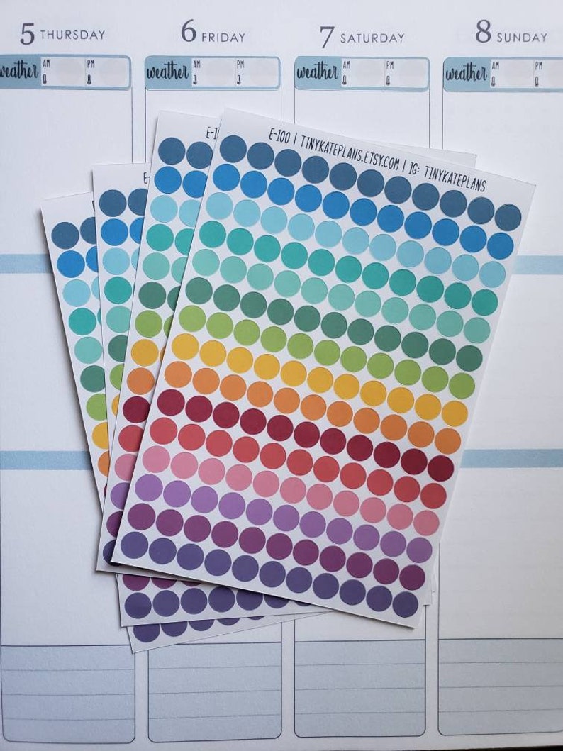Tiny Colorful Dot Planner Stickers Colorful Mini Dot Calendar | Etsy